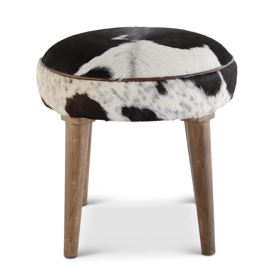 Black & White Cow Hide Stool – House to Home Creations / H2H Apparel