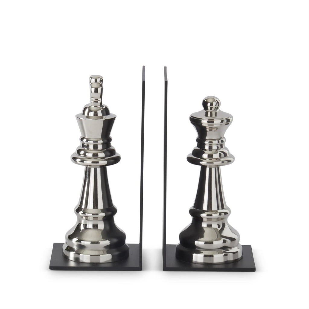 Silver Metal & Black Chess Bookend Set – House to Home Creations / H2H ...
