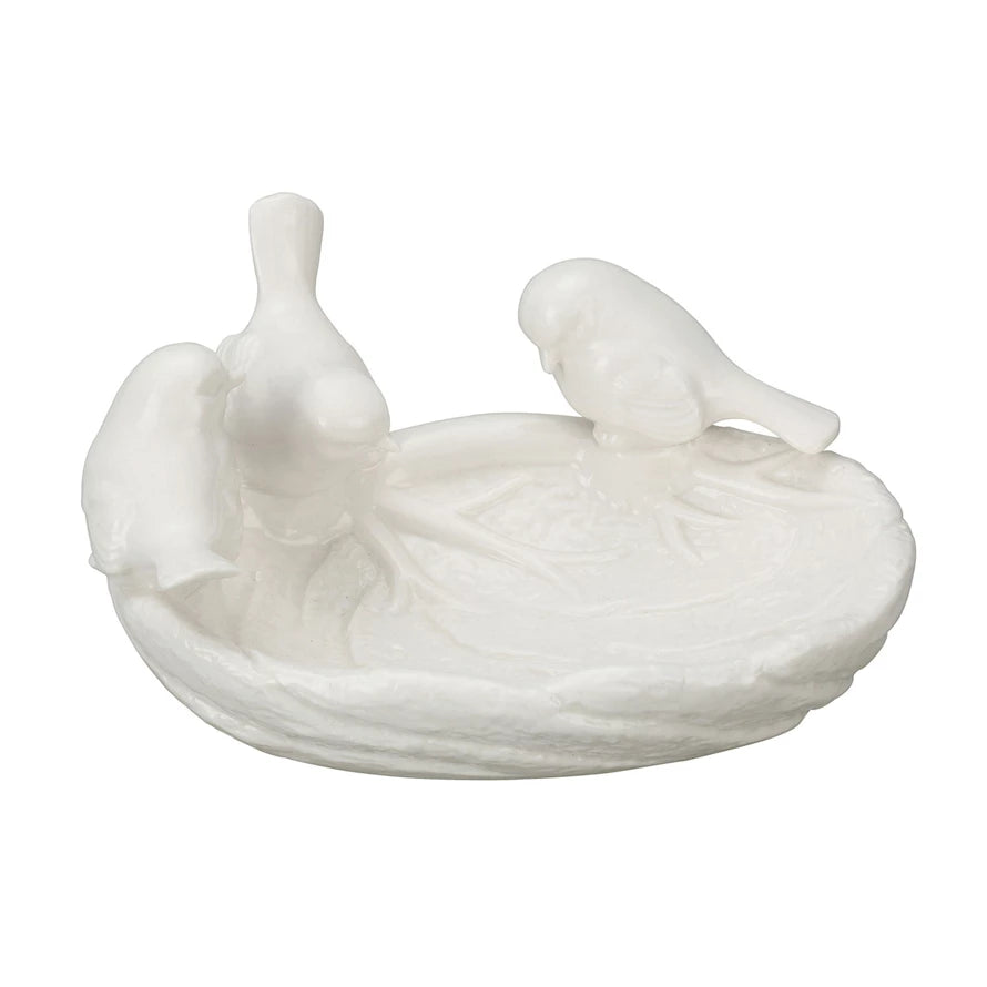 Ceramic Leaf Dish with Birds in White – House to Home Creations / H2H ...