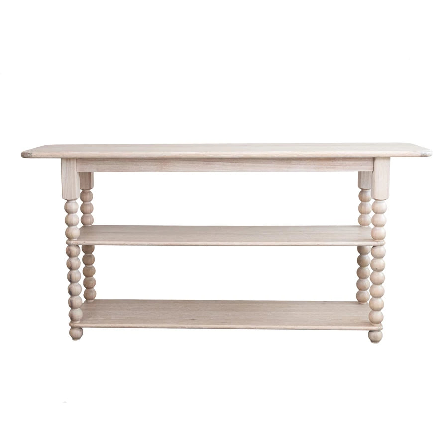 Console Table with 2 Shelves & Turned Legs in Natural – House to Home ...
