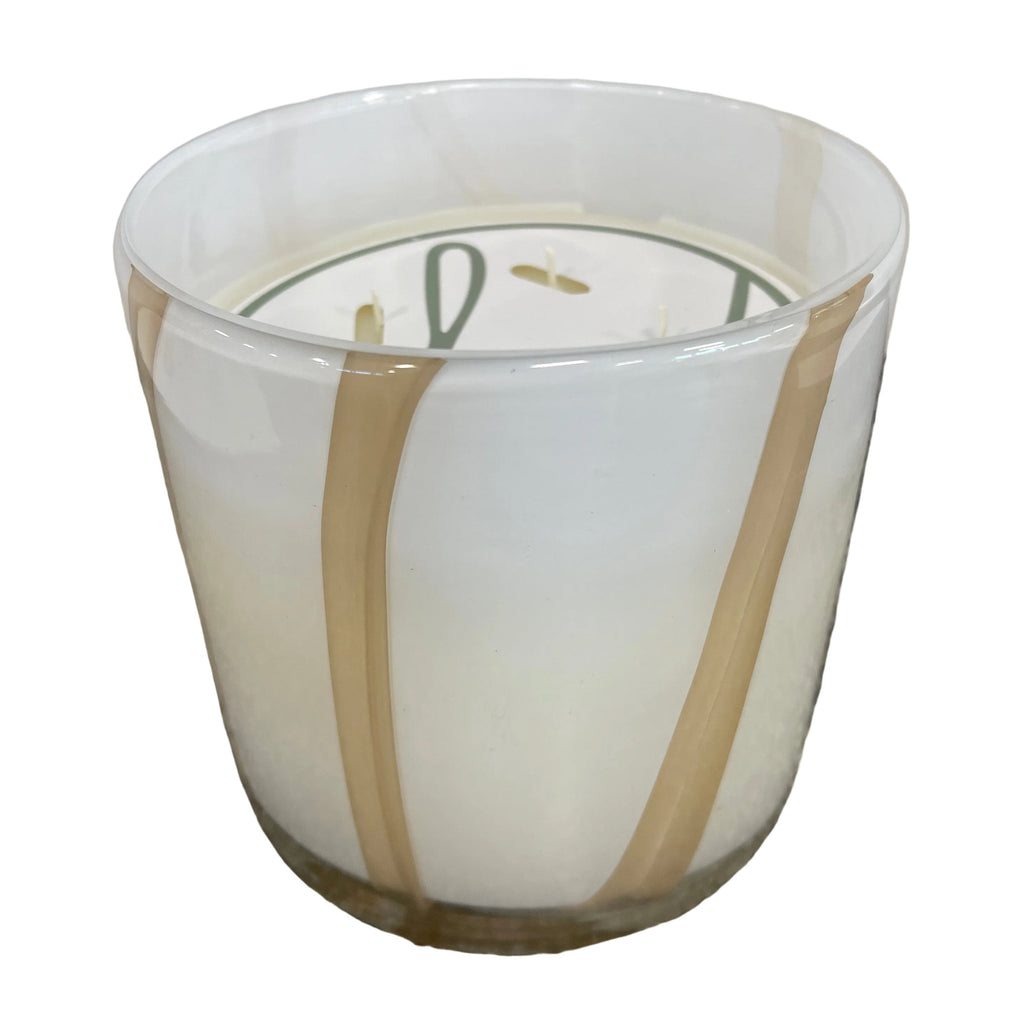 House to Home Creations Welcome Home Candle in White & Tan Stripe ...